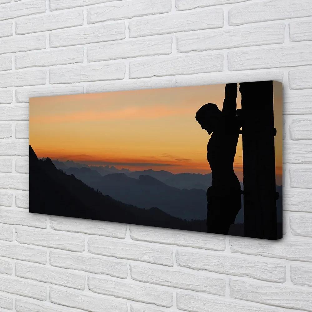 Obrazy na plátně Ježíš ukřižován slunce 100x50 cm