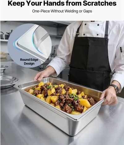 Nerezová gastronádoba VEVOR GN 1/1, 20,5 l