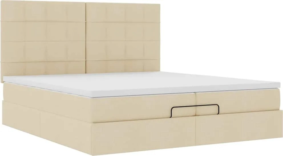 Osmanský rám postele s matrací krémová 200x200cm textil 3313187