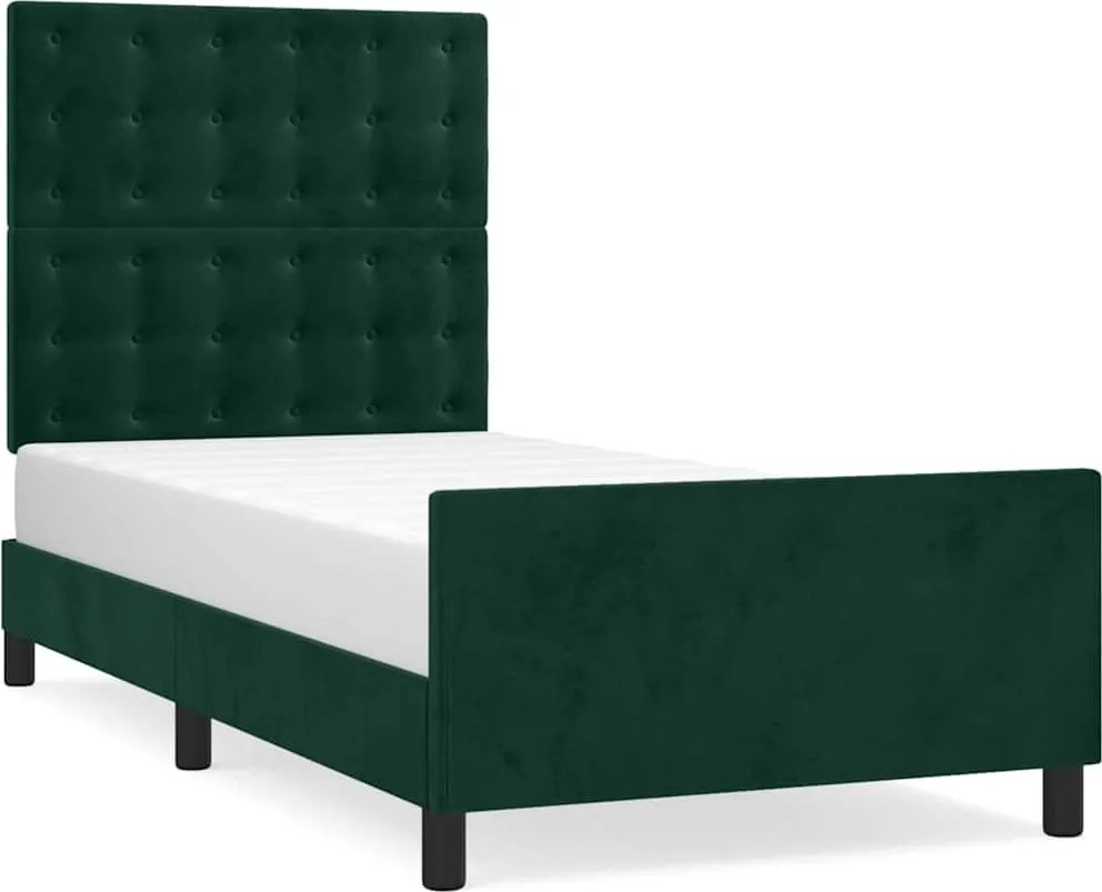 Rám postele bez matrace tmavě zelená 100 x 200 cm samet 3125986