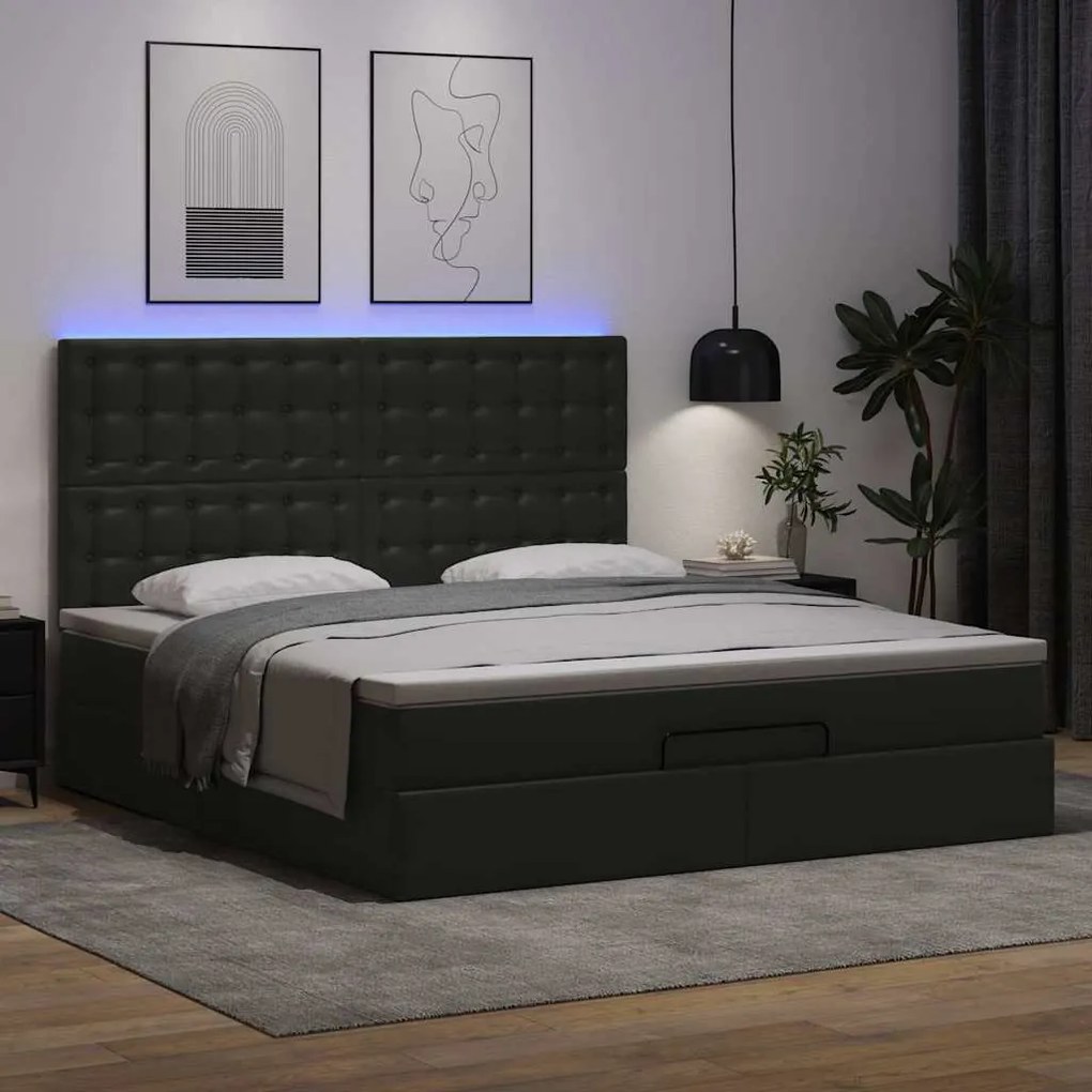 Osmanský rám postele s matrací černá 180x200cm umělá kůže 3313865