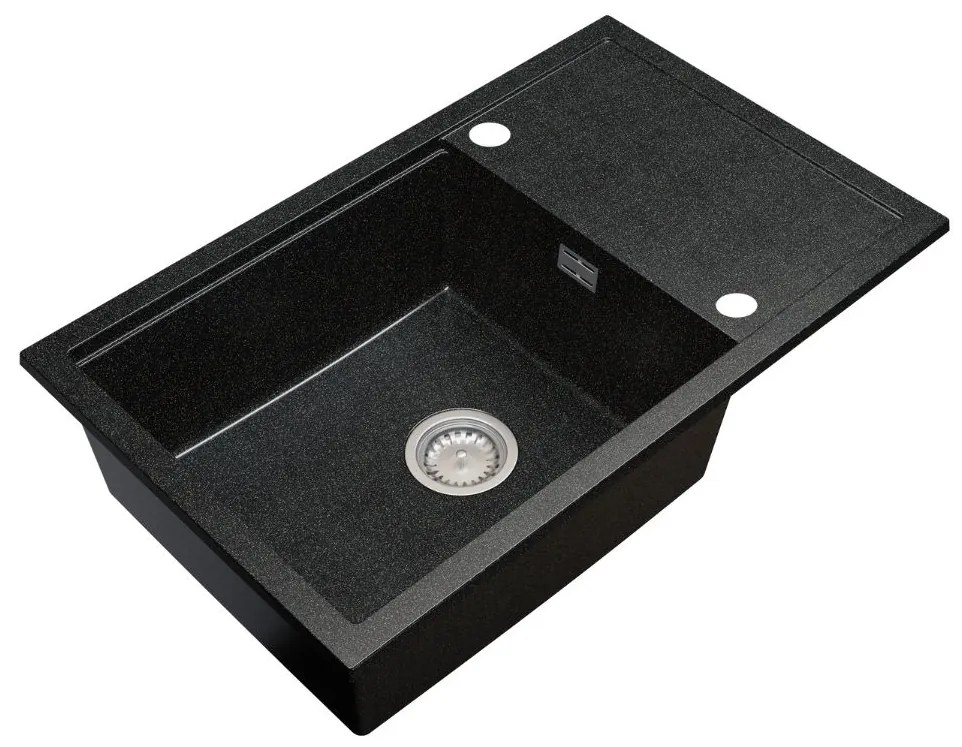 Gamma Advance 8050, 1-komorový granitový dřez 800x500x210 mm, černá se zlatými body, GMA-ZLE000148