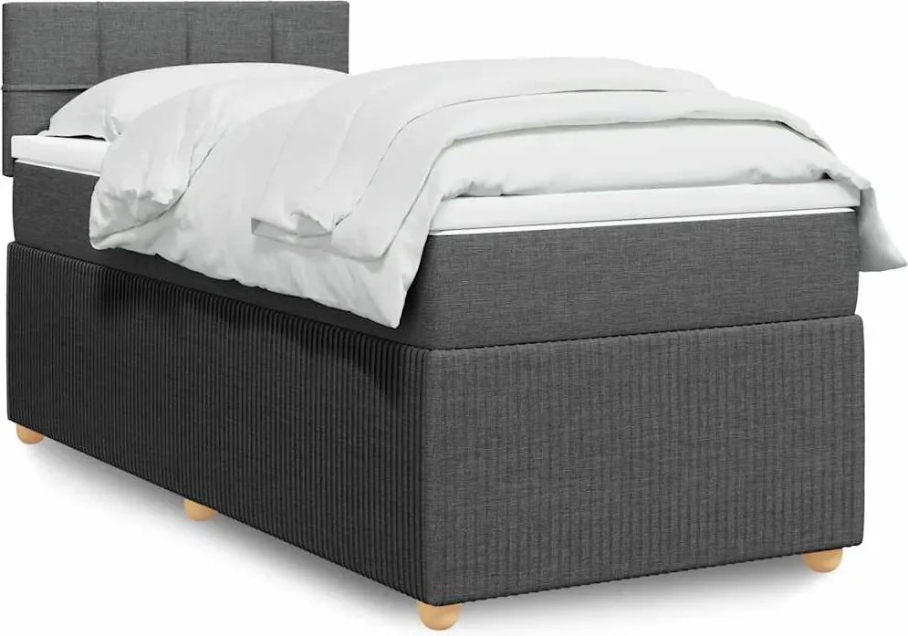 Box spring postel s matrací tmavě šedá 100 x 200 cm textil 3289668
