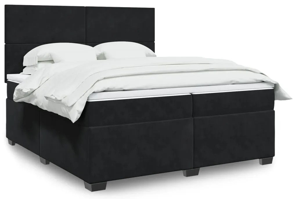 Box spring postel s matrací černá 200x200 cm samet 3293298