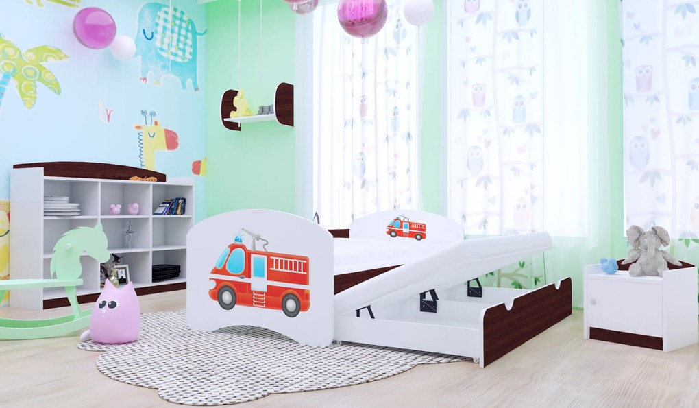 Svět pokojů Dětská postel Kevin pro dvě děti - hasičské auto + matrace zdarma Barva: Zelená, Rozměr: 200x90 cm (+750 Kč), Zábrana: NE