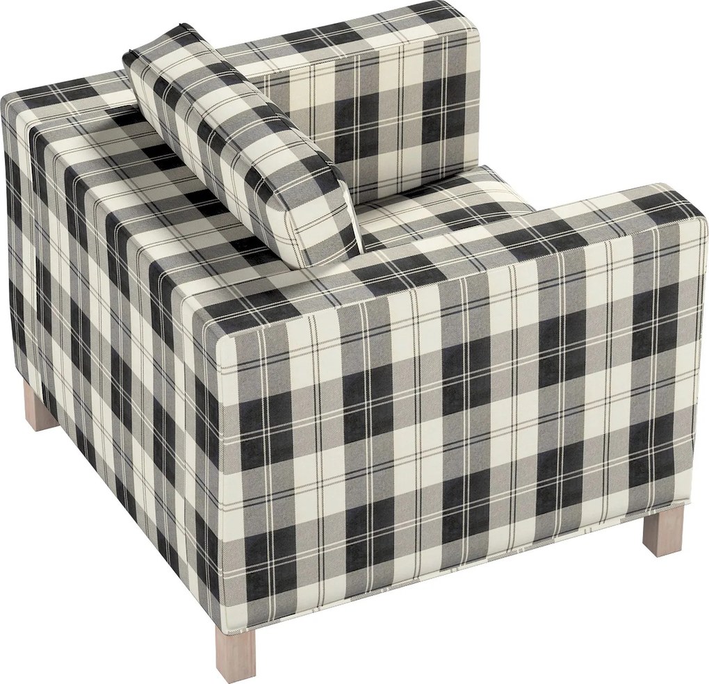 Potah na křesko IKEA Karlanda, krátký barva černá látka pletený vzor, vzorované