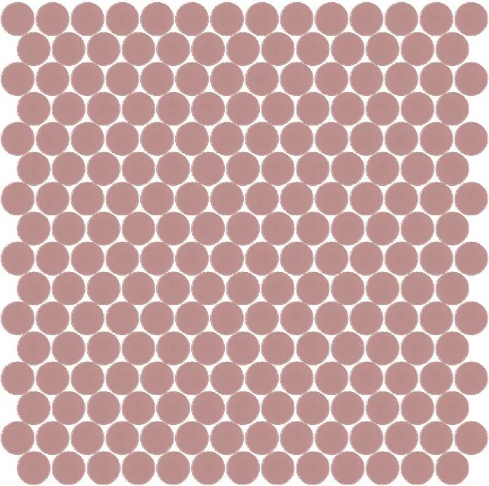 Hisbalit Obklad skleněná růžová Mozaika 166A MAT kolečka  kolečka prům. 2,2 (33,33x33,33) cm - KOL166AMH