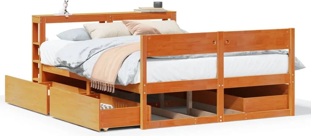 Postel bez matrace voskově hnědá 150 x 200 cm masivní borovice 3306380