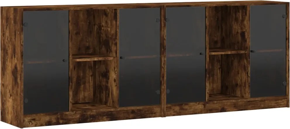 Knihovna s dvířky kouřový dub 204 x 37 x 75 cm kompozitní dřevo 3206535