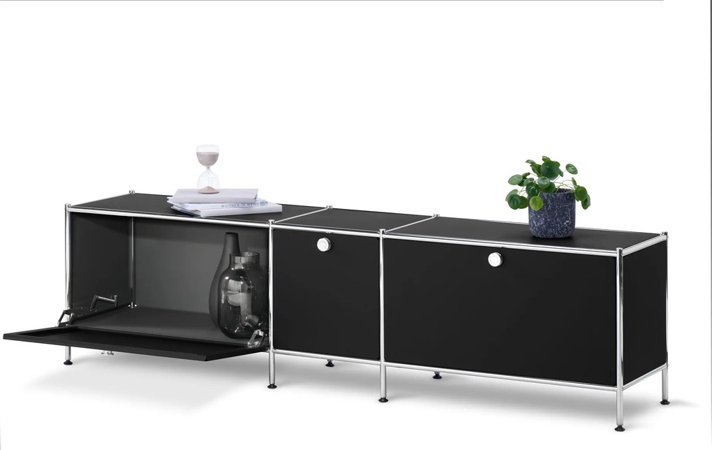 Tchibo - Nízká skříňka CN3 se 3 výklopnými dvířky - barva: černá