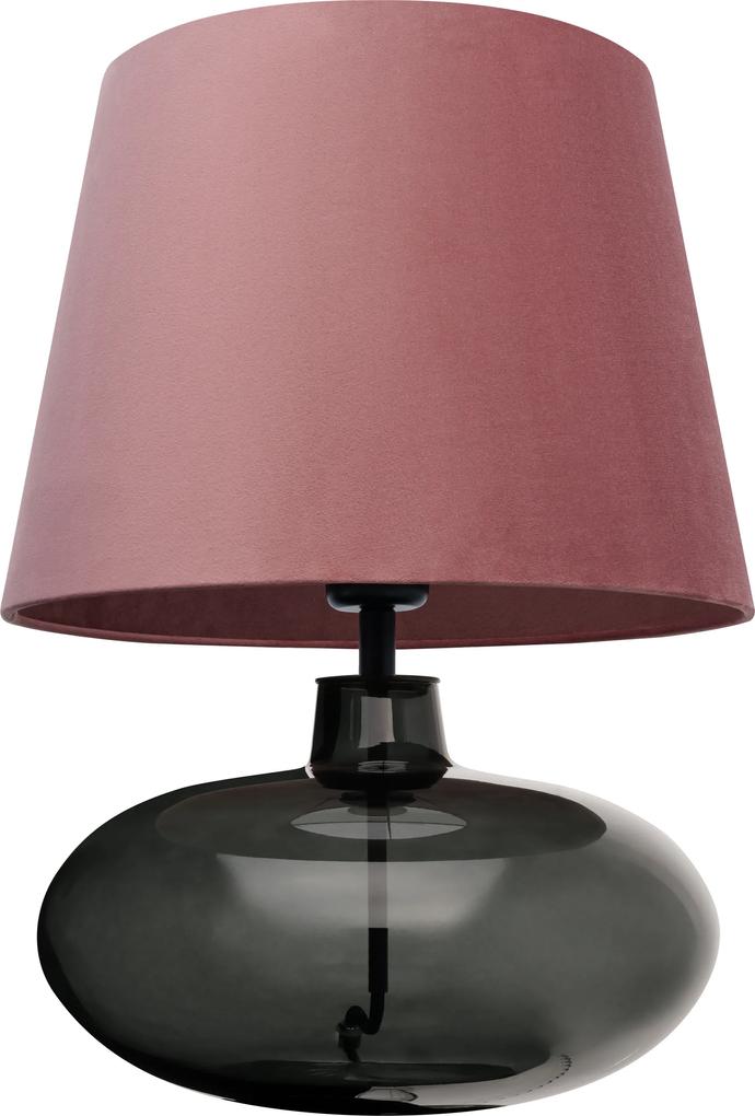 Stolní lampa Sawa Velvet tónovaný podstavec s černým držákem růžová