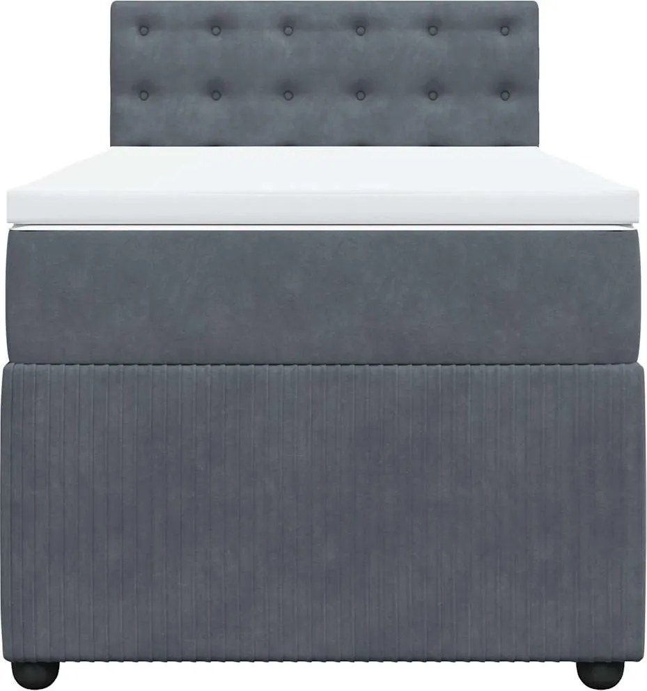 Box spring postel s matrací tmavě šedá 100x200 cm samet 3289975