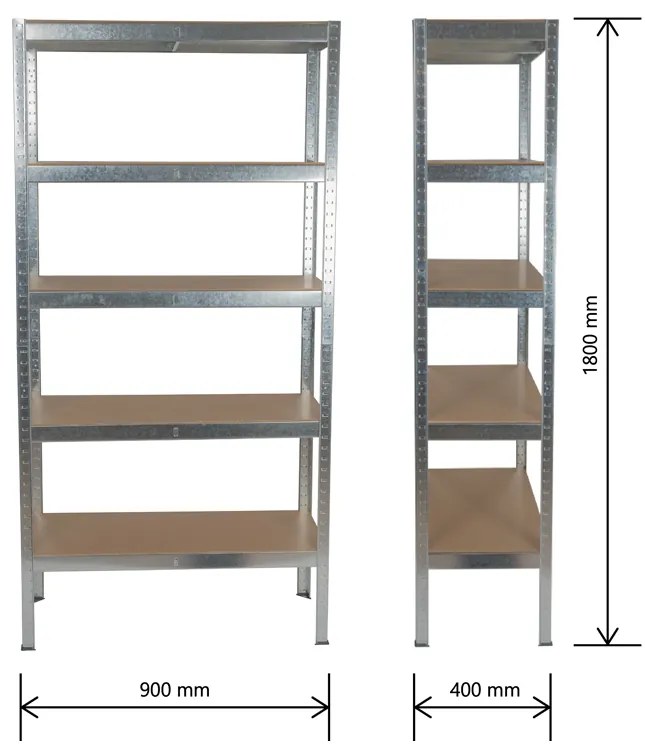 Policový regál | 5 polic | 900 x 400 x 1800 mm Matabro MB-SH01,