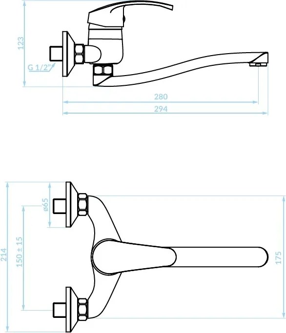 Kuchinox Kakadu, nástěnná umyvadlová baterie, bílá, LAV-BKK_680D