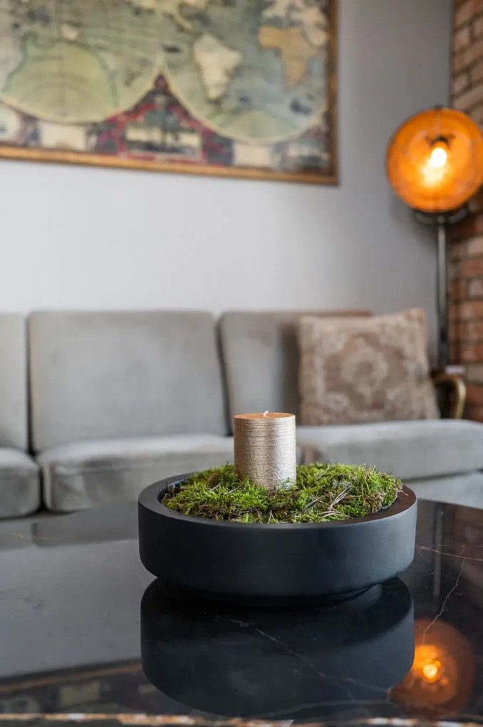 Mísa na květiny ESCADA LOW, sklolaminát, průměr 30 cm, antracit