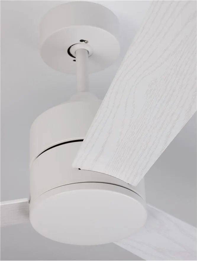 NV 9952355 Stropní ventilátor AXEL bílý hliník a listy dub - NOVA LUCE