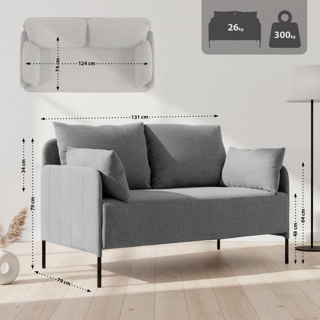 Ziden Couch 2 Sitzer látka – světle šedá