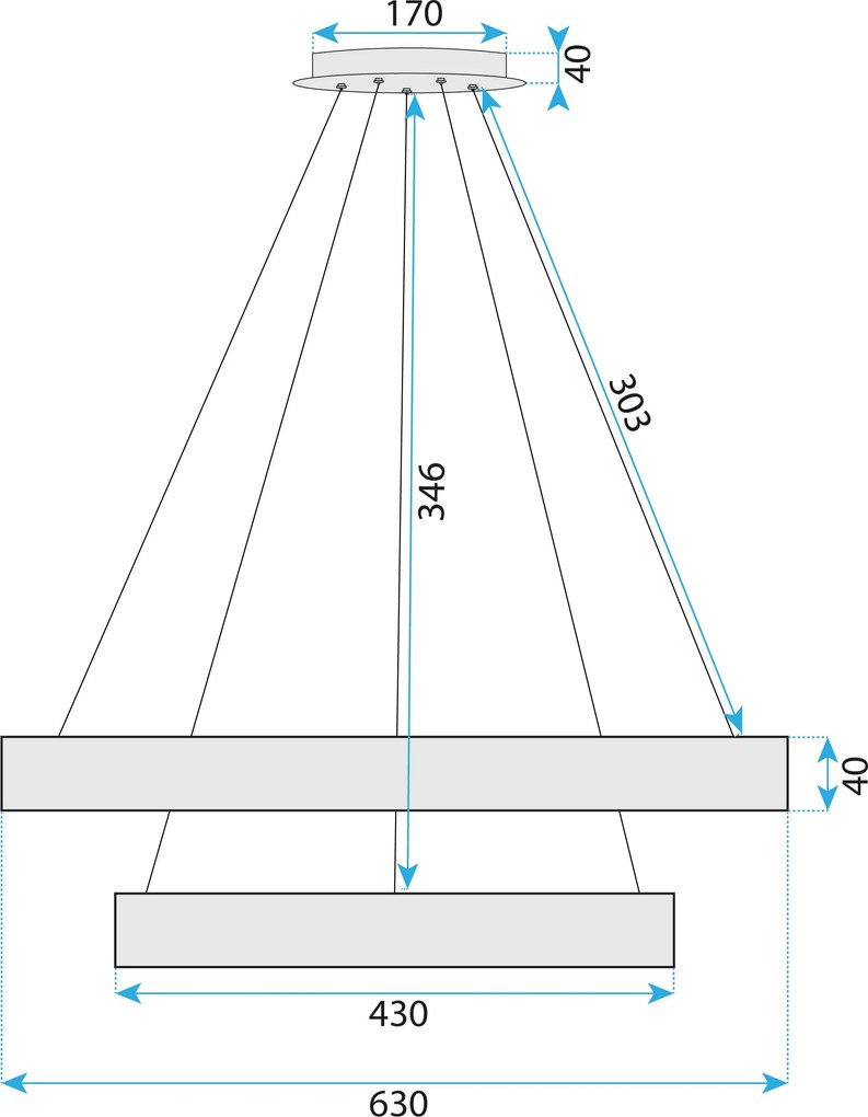 Toolight Toolight, LED závěsné osvětlení 63cm, 80W, G045-2CP, zlatá, OSW-06313