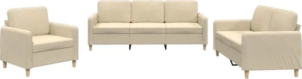 3dílná sedací souprava s poduškami krémová textil 3202056