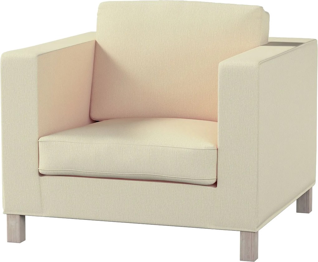 Potah na křesko IKEA Karlanda, krátký barva krémová látka lesklé, pletený vzor