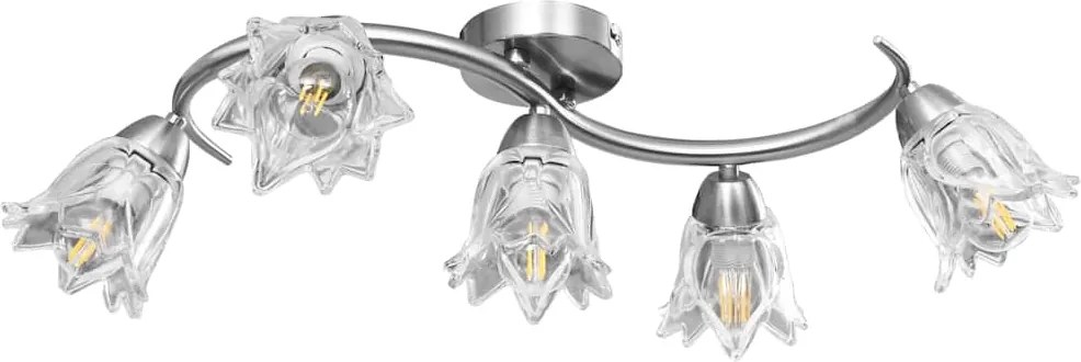 Stropní lampa průhledná skleněná stínidla 5 žárovek E14 tulipán 289233