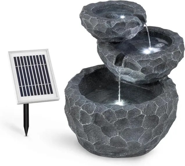 Blumfeldt Murach, solární kaskádová fontána, akumulátorový provoz, 2 W, solární panel, 3x LED