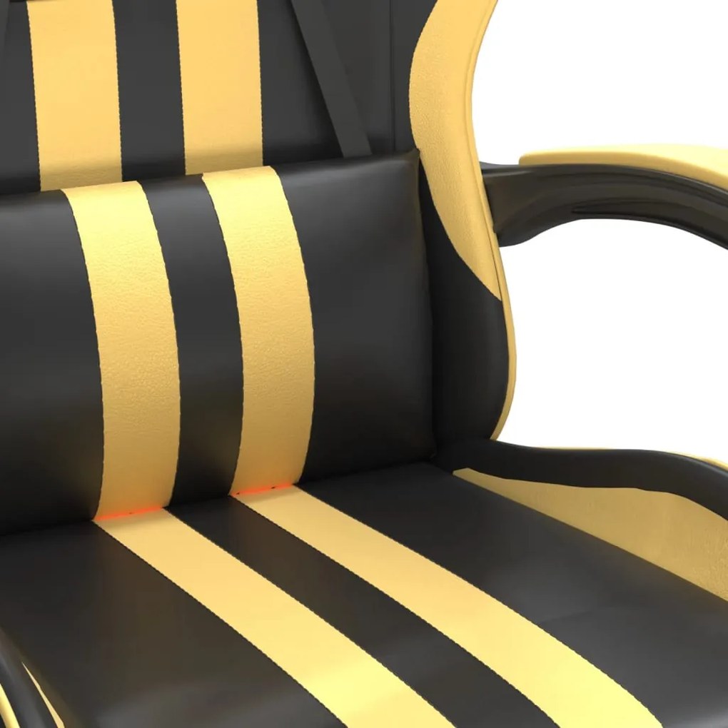Otočná herní židle černá a zlatá umělá kůže,  349521