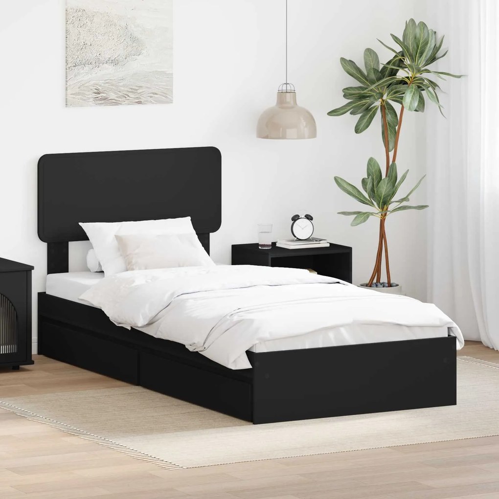 Postel s úložným prostorem Černá 90 x 190 cm Kompozitní dřevo 3412319