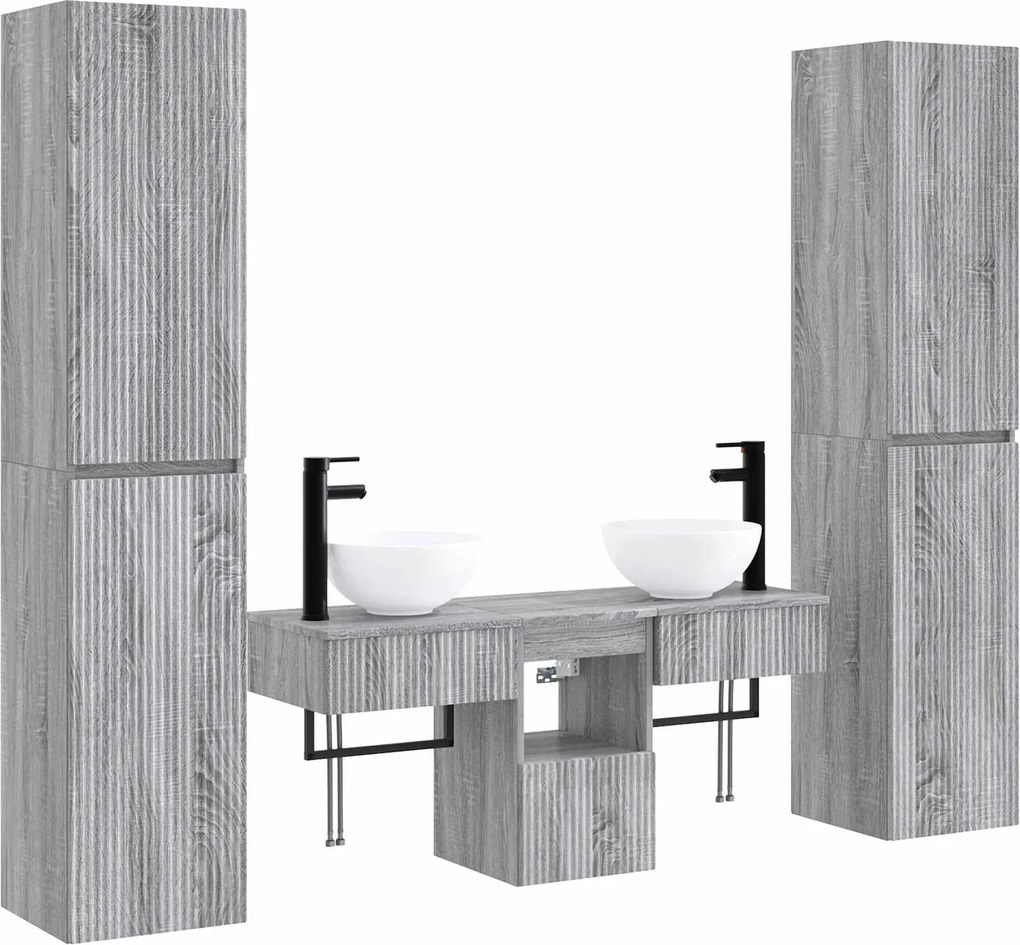 Sada koupelnového nábytku 5 ks Šedý Sonoma 33 x 34,5 x 160 cm 3406009