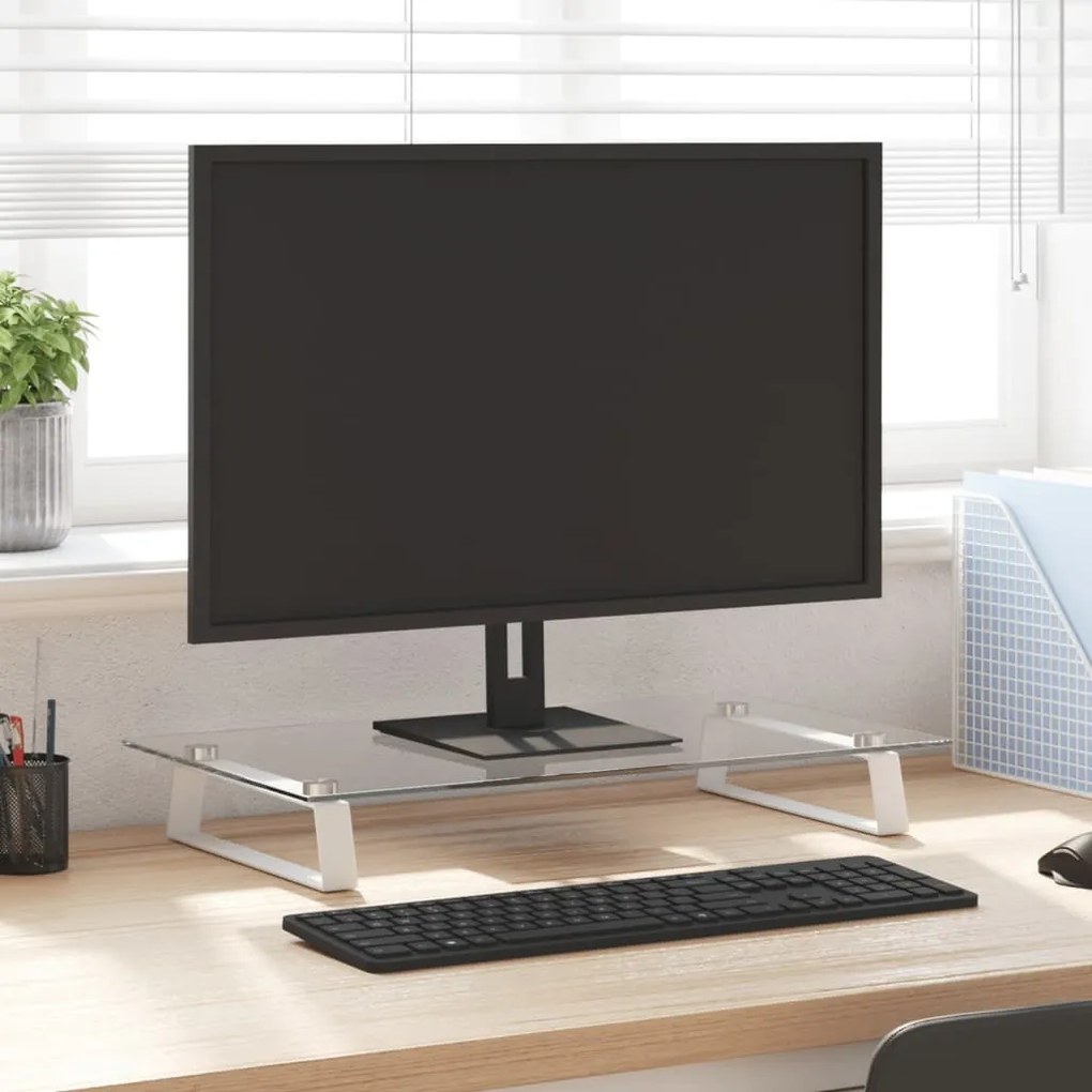 vidaXL Stojan na monitor 60 x 35 x 8 cm tvrzené sklo a kov [374220] Barva: Černá