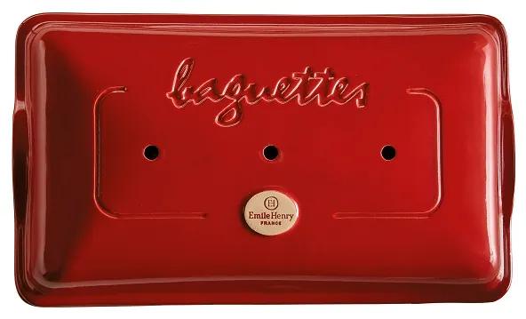 Emile Henry Forma na pečení 3 ks pařížských baget 39,5 x 24 cm červená e-balení