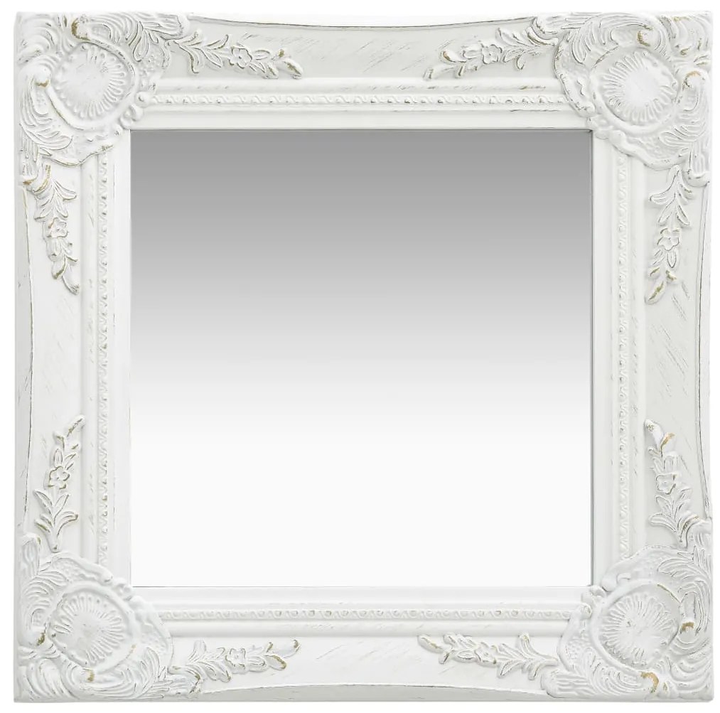 Nástěnné zrcadlo barokní styl 40 x 40 cm bílé 320304