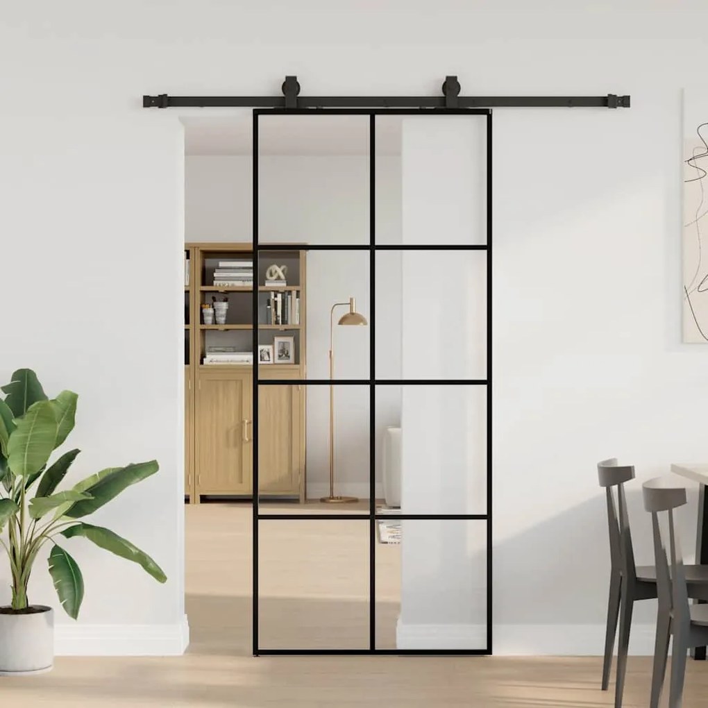 Posuvné dveře se sadou kování černé 90x205 cm ESG Glass 3375804