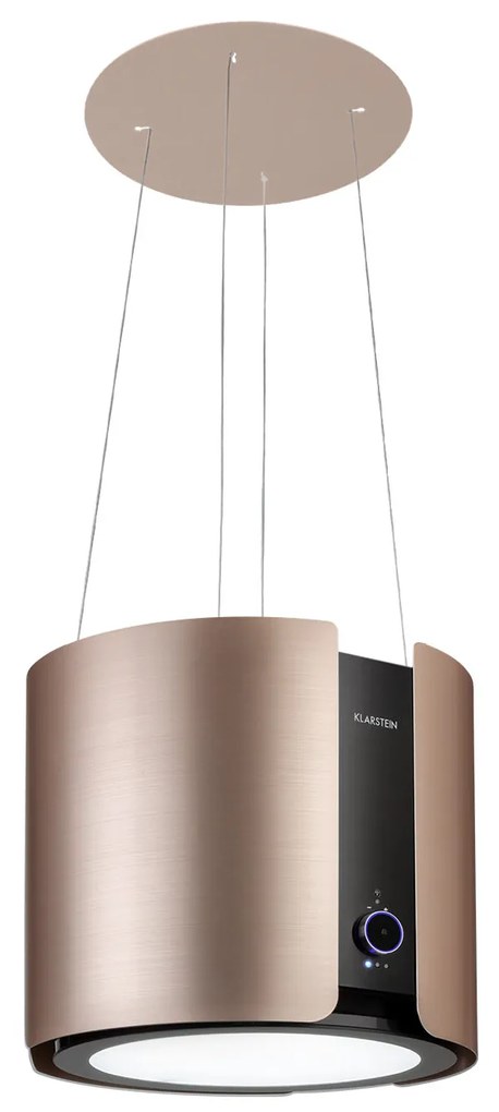 Skyfall Smart, digestoř, 45 cm, ostrůvková, 402 m³/h, LED, nerezová ocel, zlatá