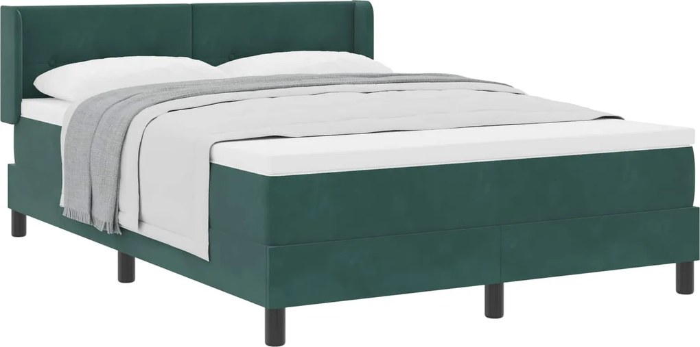 Postel s boxspringem s čelo Tmavě zelená 190 x 140 cm samet 3341465