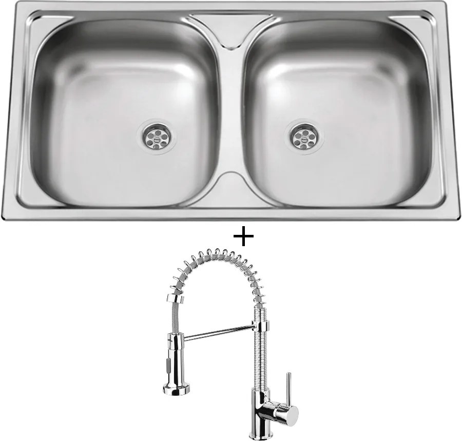 SET Sinks OKIO 780 DUO M nerez matný + Deante MOLLA chrom