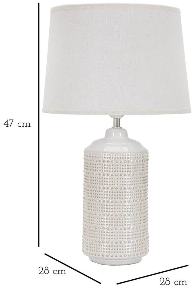 Bílá keramická stolní lampa s textilním stínidlem (výška 47 cm) Point – Mauro Ferretti