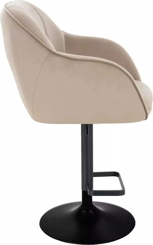 LuxuryForm DESIGN Barová židle AVOLA VELUR na černé kulaté podstavě - latte