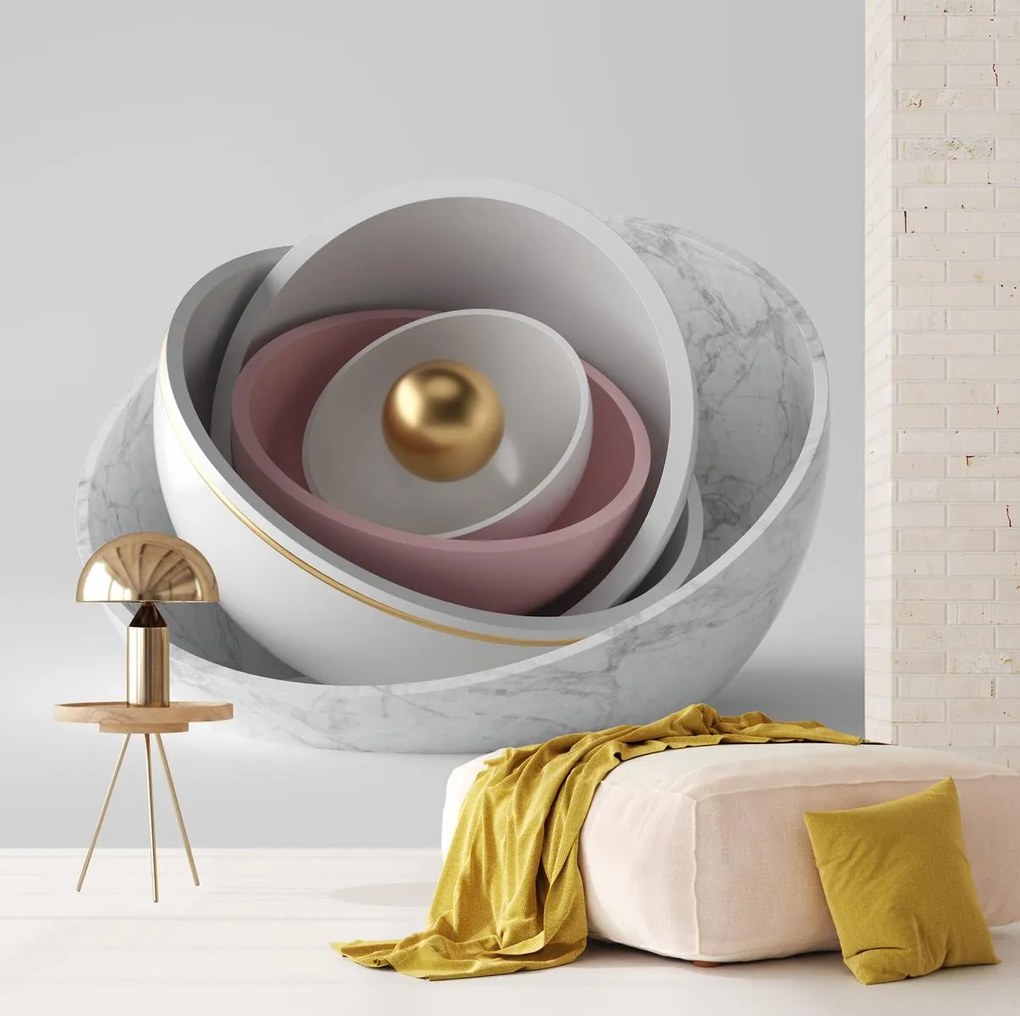Fototapeta - Mramorovaný květ 3D (245x170 cm)