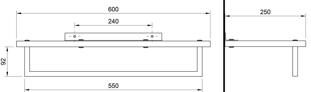 Sapho Sapho, SKA polička na ručníky s hrazdou 600x250mm, bílá mat, SKA385W
