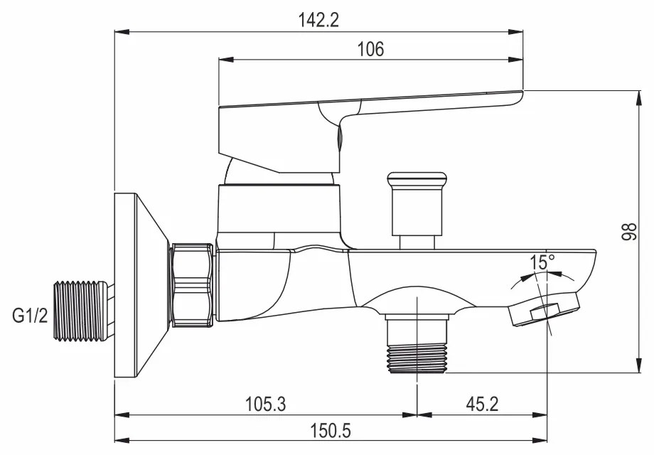 Mereo Zuna vanová nástěnná baterie 150 mm bez příslušenství mosaz chrom CB90103Z