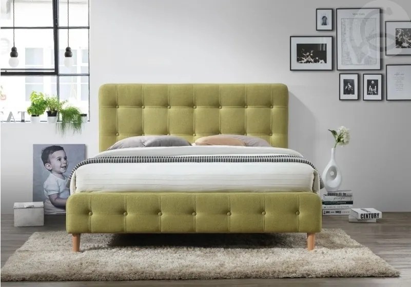 Calvasto Čalouněná postel Benoli 160 x 200 cm zelená