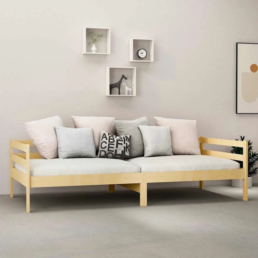 Válenda s matrací 90 x 200 cm masivní borové dřevo 3083564