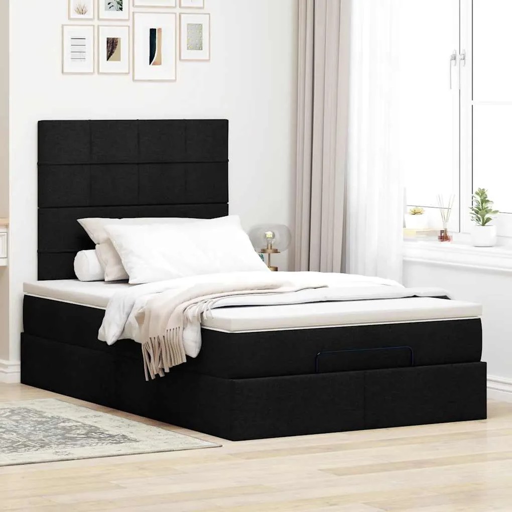 Osmanský rám postele s matrací černá 120x200cm textil 3313149