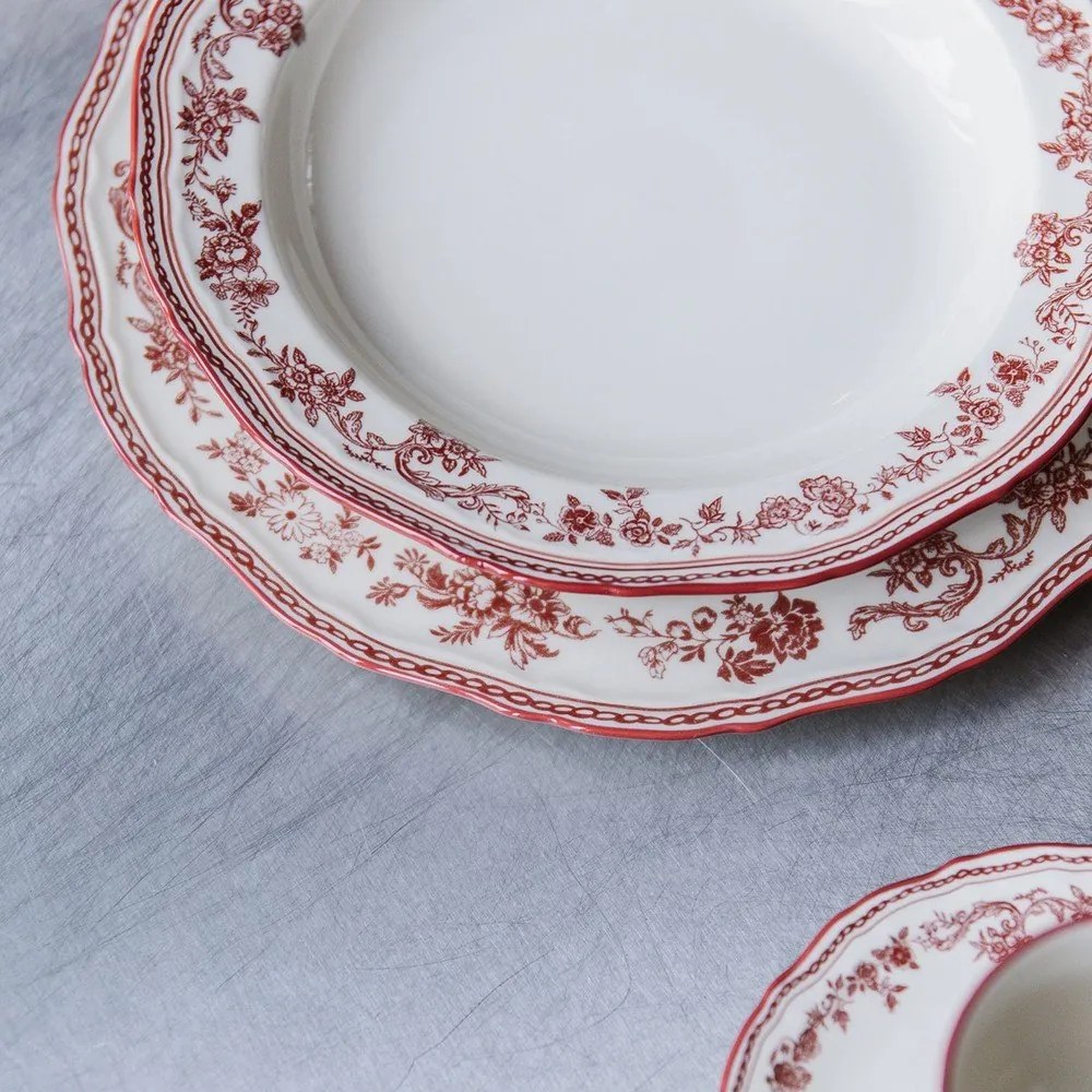 Vínový/slonovinový porcelánový talíř ø 27 cm Cyril – S|P Collection