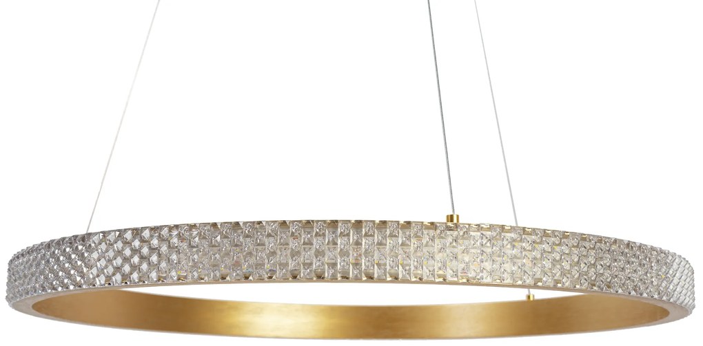Toolight Toolight, LED křišťálové závěsné svítidlo 60x60 cm APP1203-CP, zlatá, OSW-04592