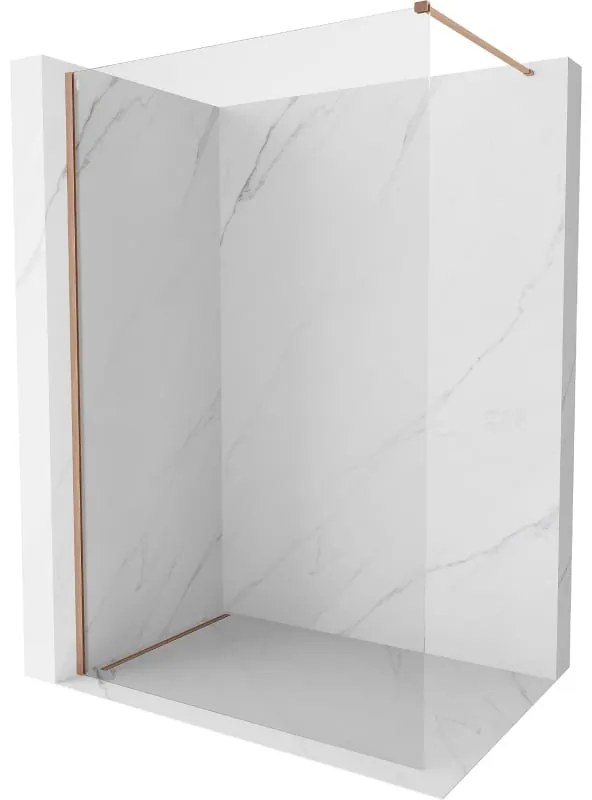 Mexen, Mexen Kioto-X sprchová stěna 100 x 200 cm, transparentní 10 mm, broušená měď - 800-100-101-65-00-X