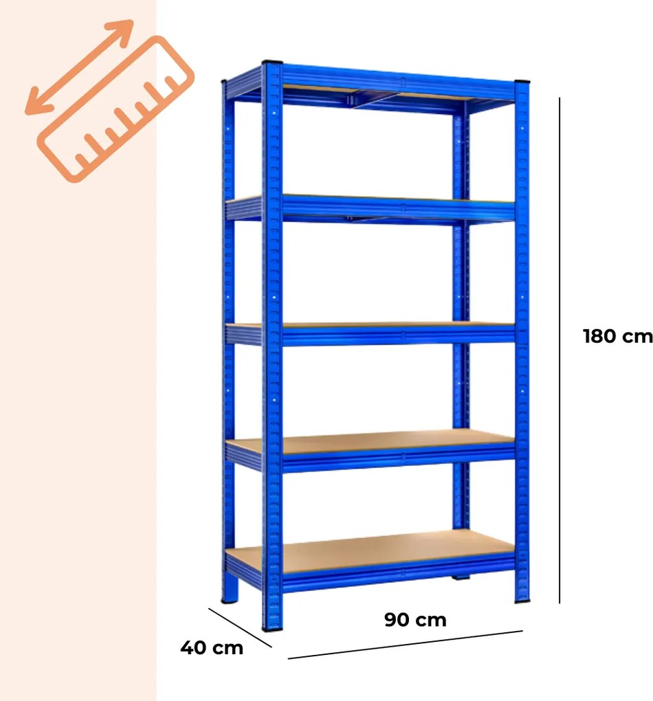 Regál s vysokou nosností HEAVY, max. 875kg, 90x40x180cm, modrá Monzana
