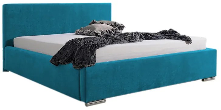Eka Čalouněná postel Shadow - Kronos 120x200 cm Barva látky: Azurová (13), Úložný prostor: S dřevěným rámem úložného prostoru