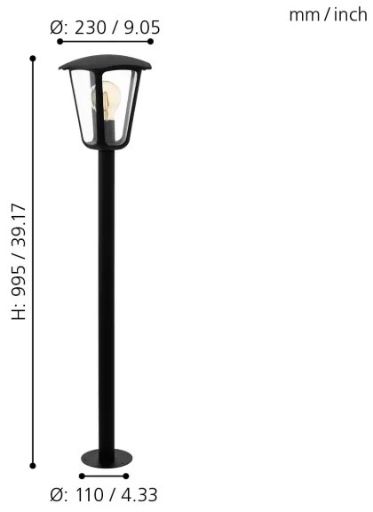 Eglo 98123 - Venkovní lampa MONREALE 1xE27/60W/230V IP44